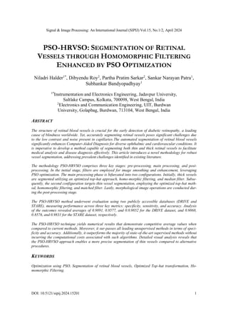 PSO-HRVSO: Segmentation of Retinal Vessels Through Homomorphic Filtering Enhanced by PSO ...
