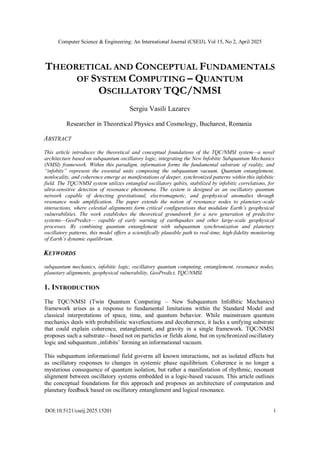 Theoretical and Conceptual Fundamentals of System Computing – Quantum Oscillatory TQC/NMSI | PDF