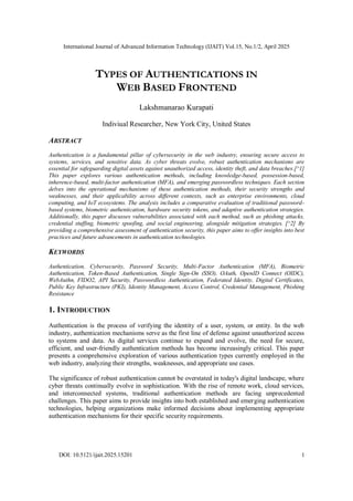 TYPES OF AUTHENTICATIONS IN WEB BASED FRONTEND | PDF