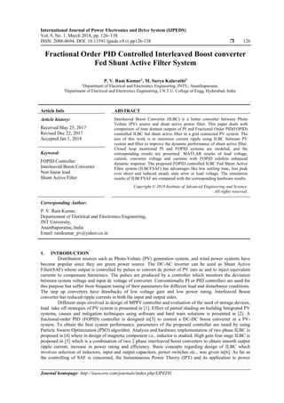Fractional Order PID Controlled Interleaved Boost converter Fed Shunt Active Filter System | PDF