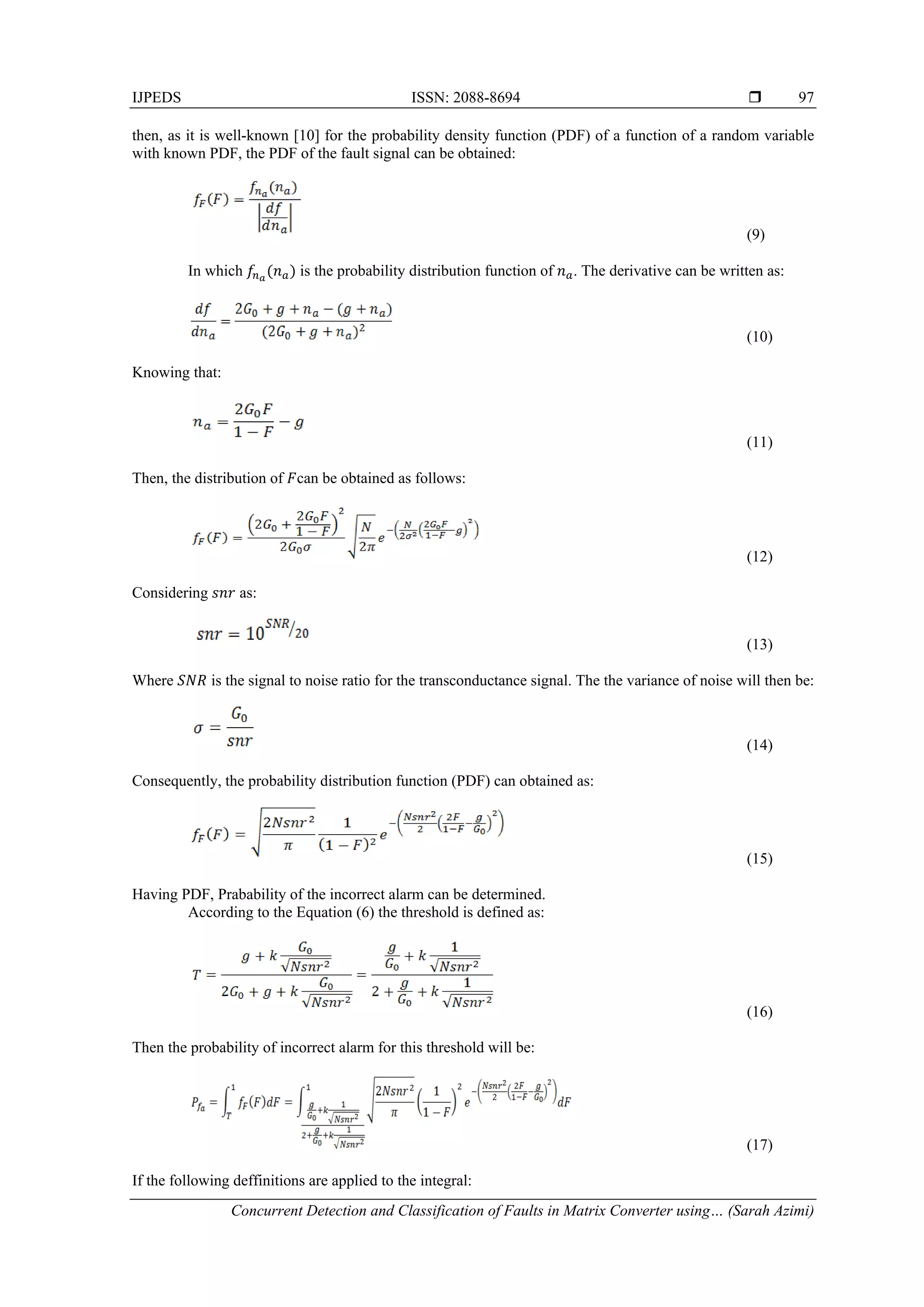 Concurrent Detection And Classification Of Faults In Matrix Converter