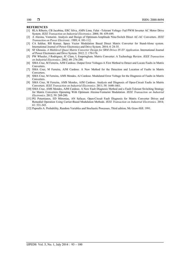 Concurrent Detection And Classification Of Faults In Matrix Converter Using Trans Conductance Pdf