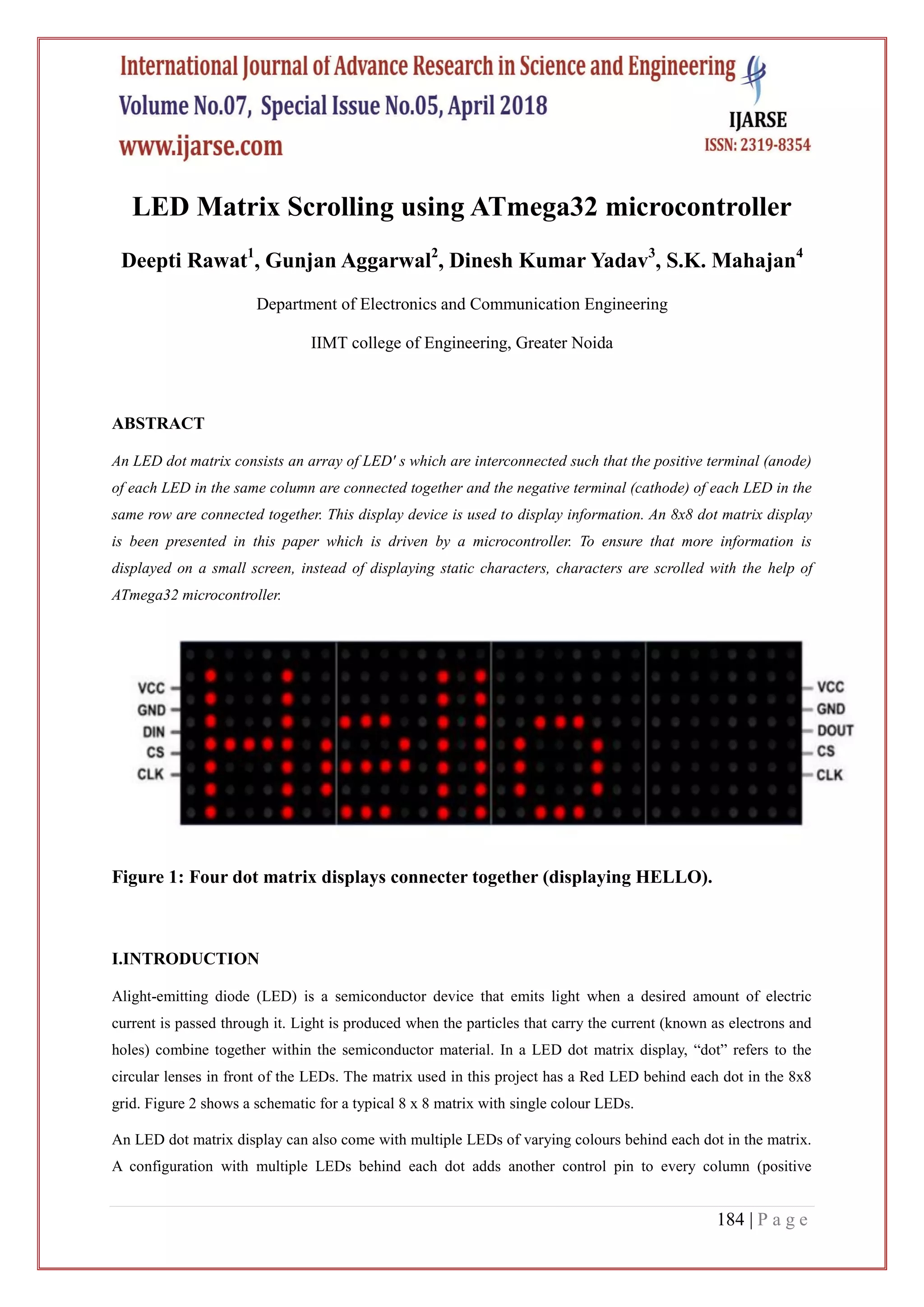 LED MATRIX SCROLLING | PDF
