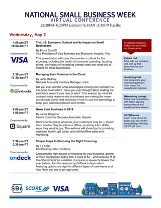 National Small Business Week Virtual Conference Agenda | PDF