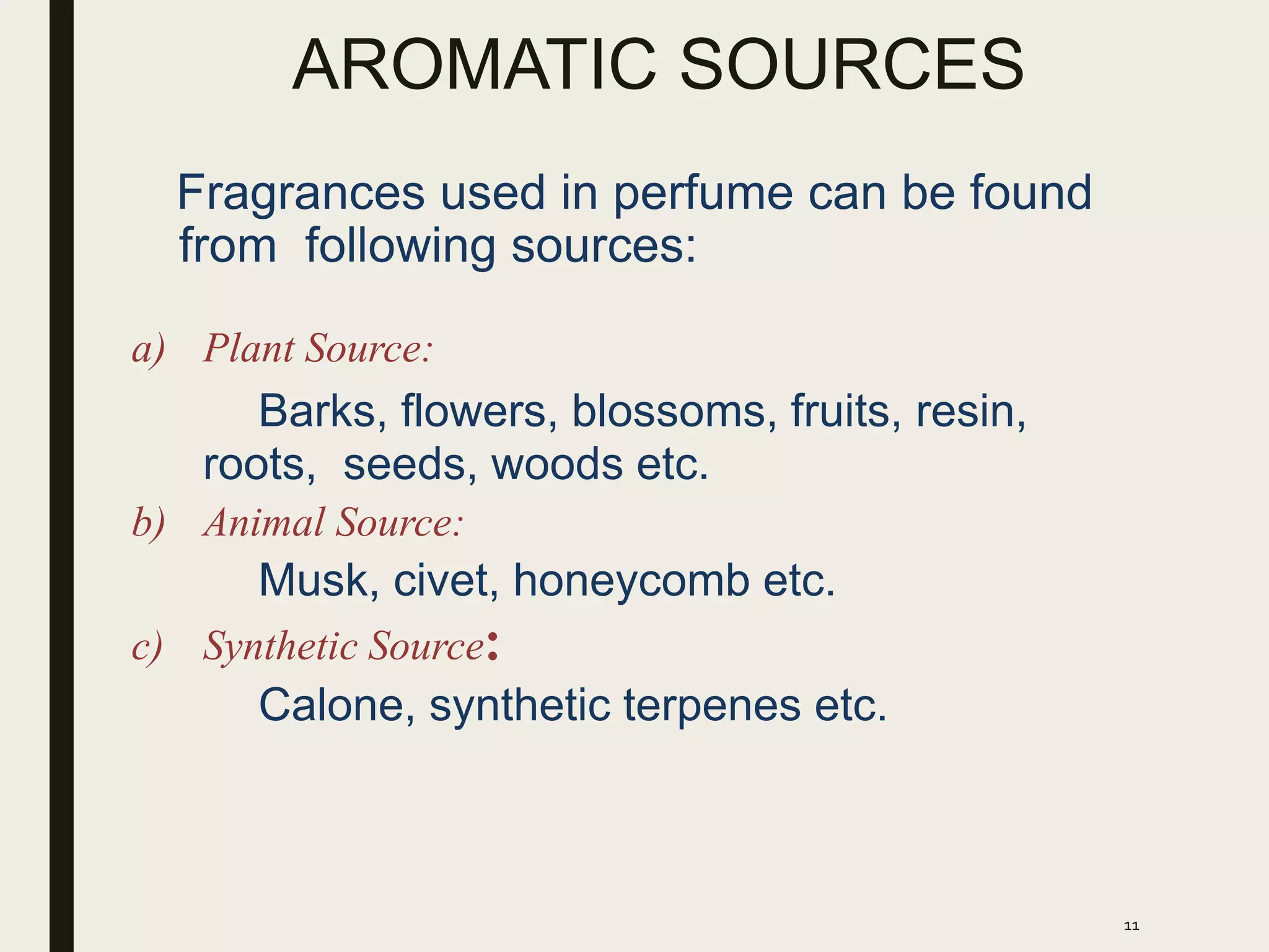 Perfumes: Types and their applications | PPTX