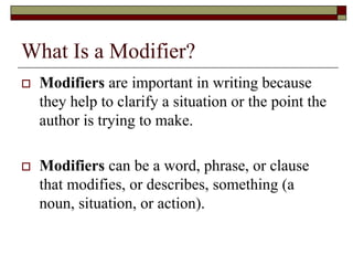 Dangle modifiers and their uses lectures | PDF