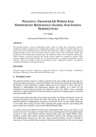 Peaceful Transfer of Power and Democratic Resilience: Global and Indian ...