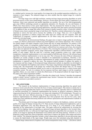 Digital image enhancement by brightness and contrast manipulation using Verilog hardware ...