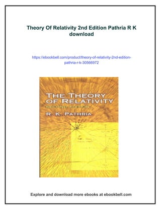 Theory Of Relativity 2nd Edition Pathria R K | PDF