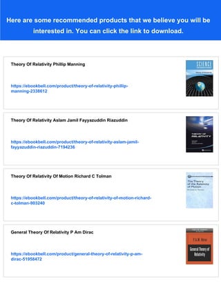 Theory Of Relativity 2nd Edition Pathria R K | PDF