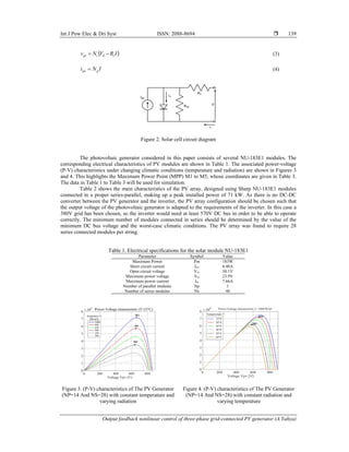 Output feedback nonlinear control of three-phase grid-connected PV generator | PDF