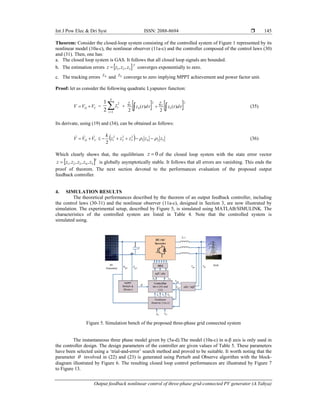 Output feedback nonlinear control of three-phase grid-connected PV generator | PDF
