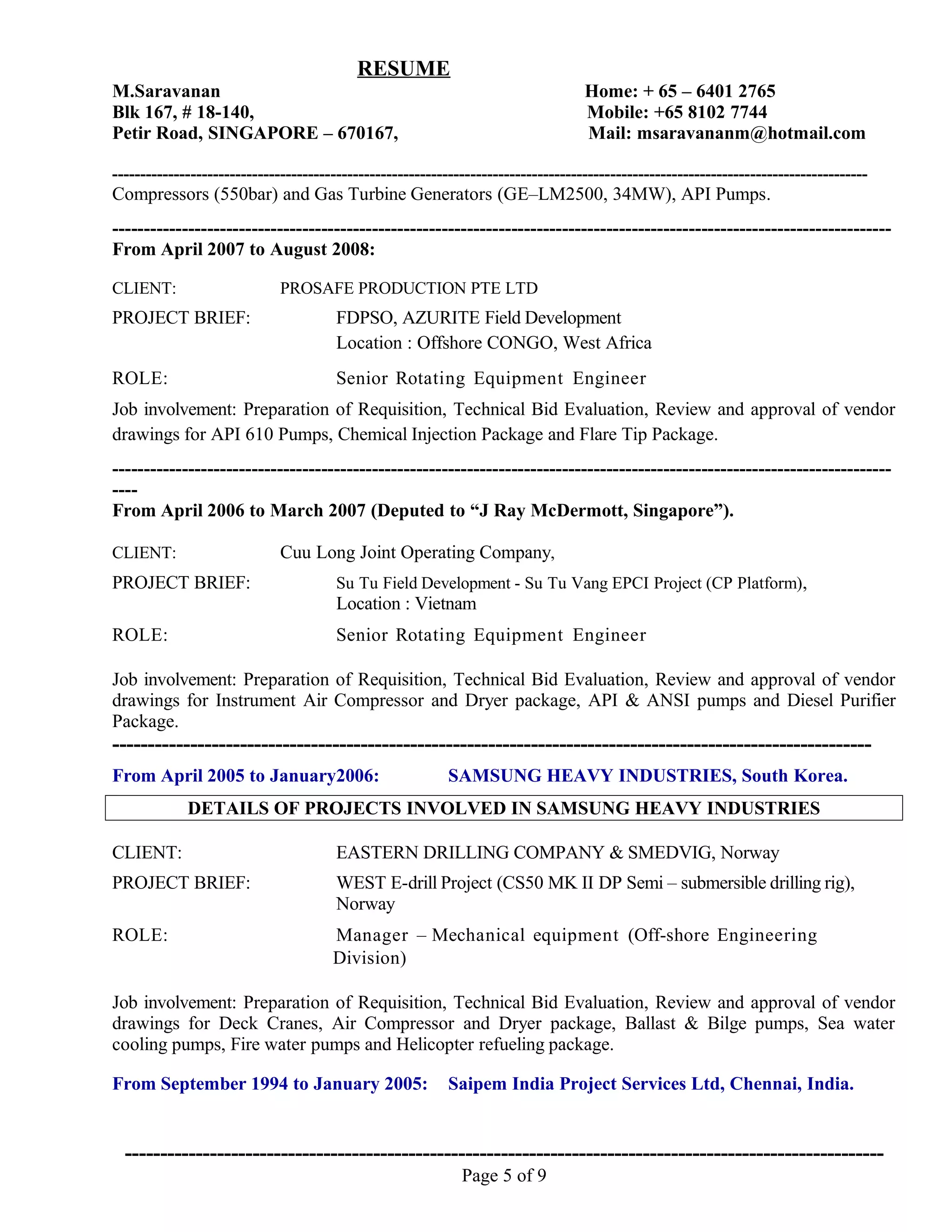 M.Saravanan - Resume | DOC