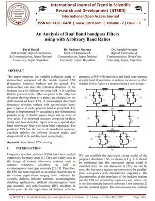 An Analysis of Dual Band bandpass Filters using with Arbitrary Band Ratios | PDF