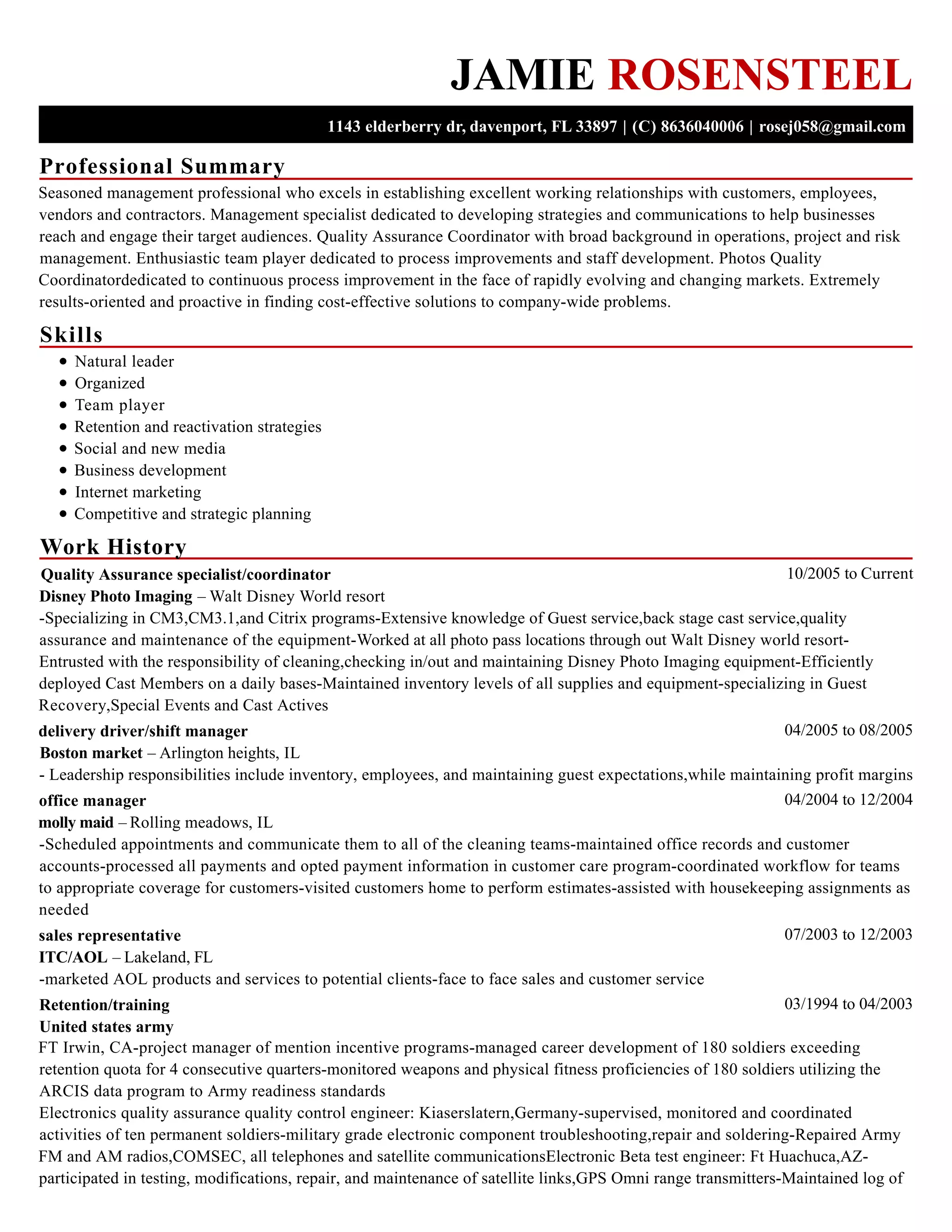 jamie Rosensteel Resume 1 | PDF