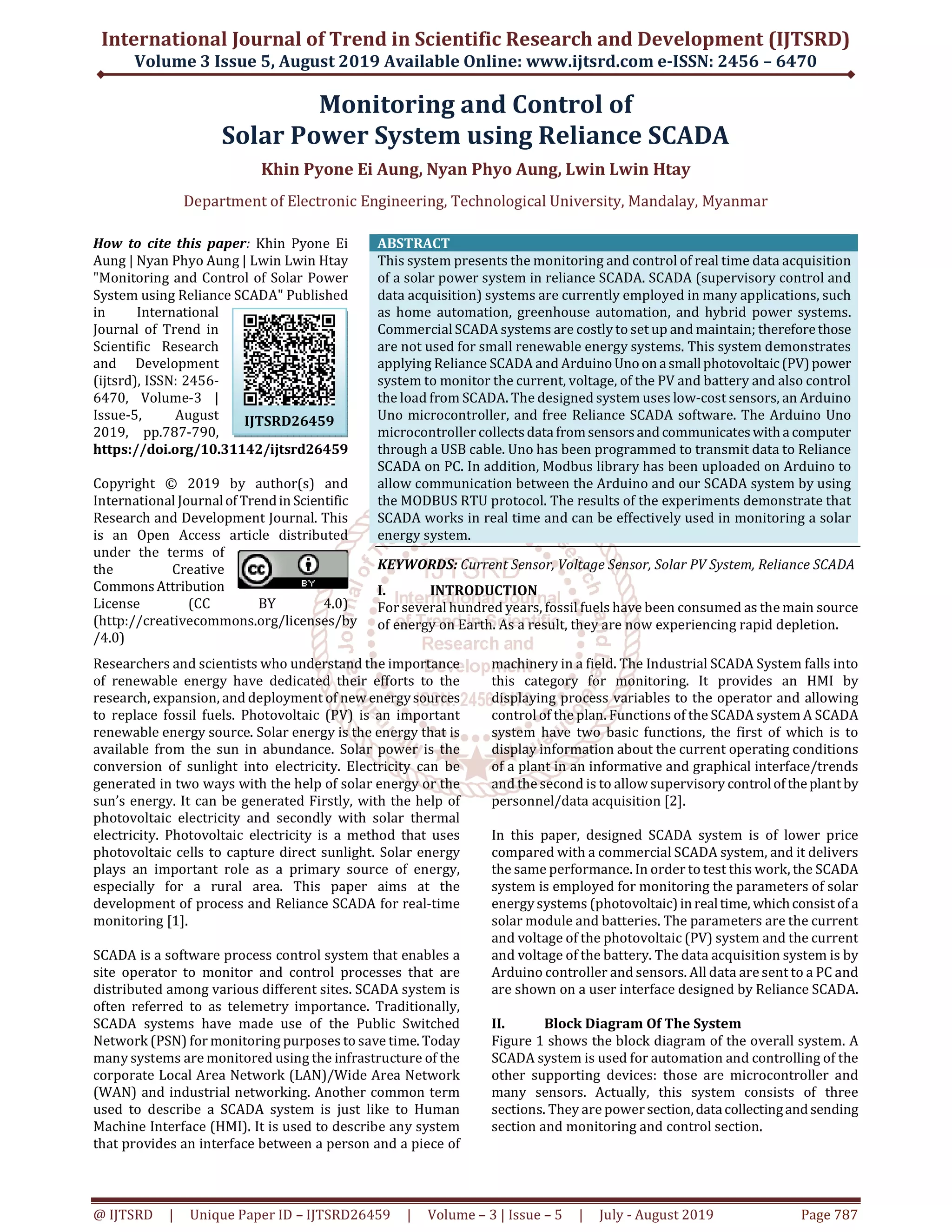Monitoring and Control of Solar Power System using Reliance SCADA | PDF
