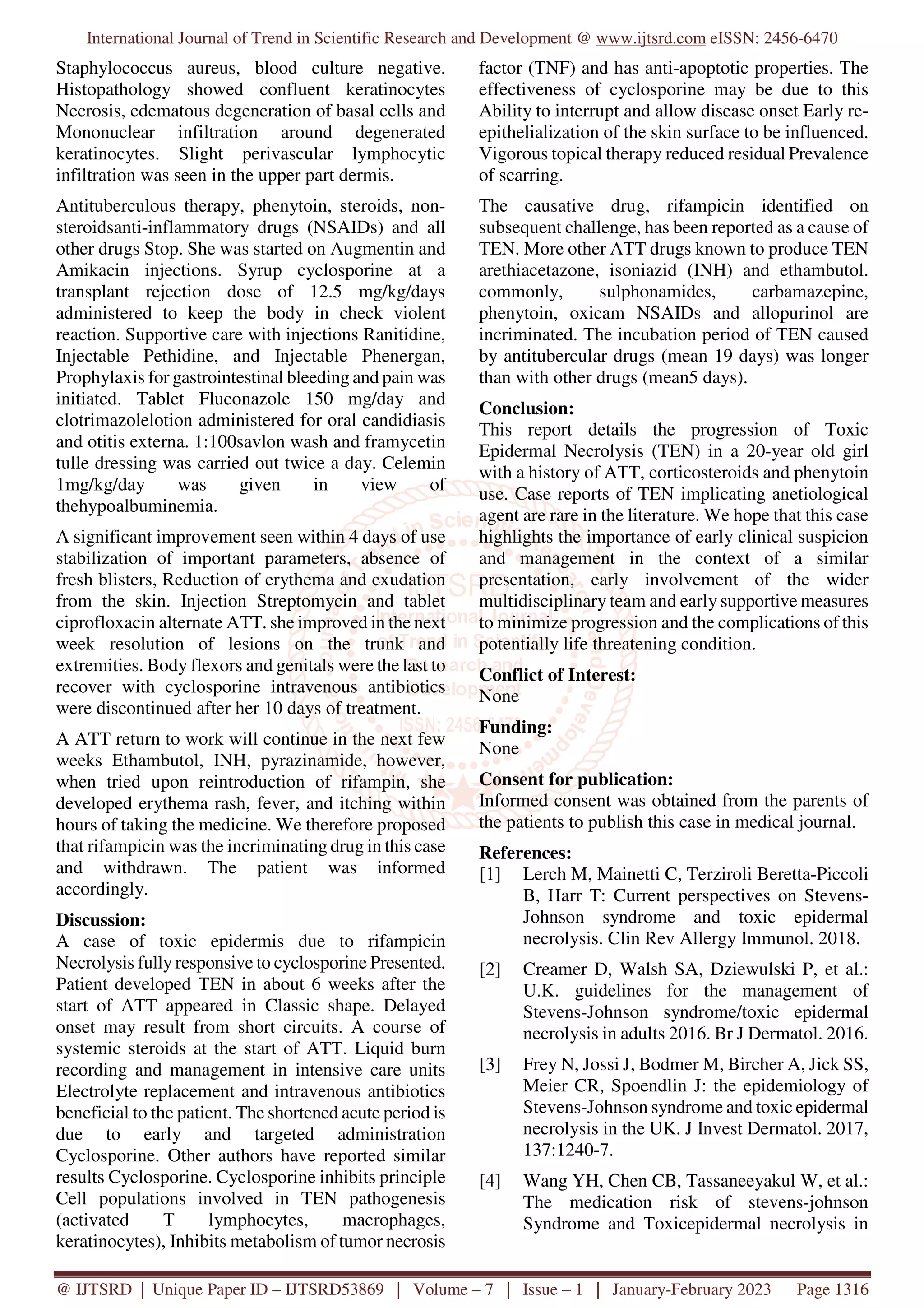 Toxic Epidermal Necrolysis A Case Report | PDF