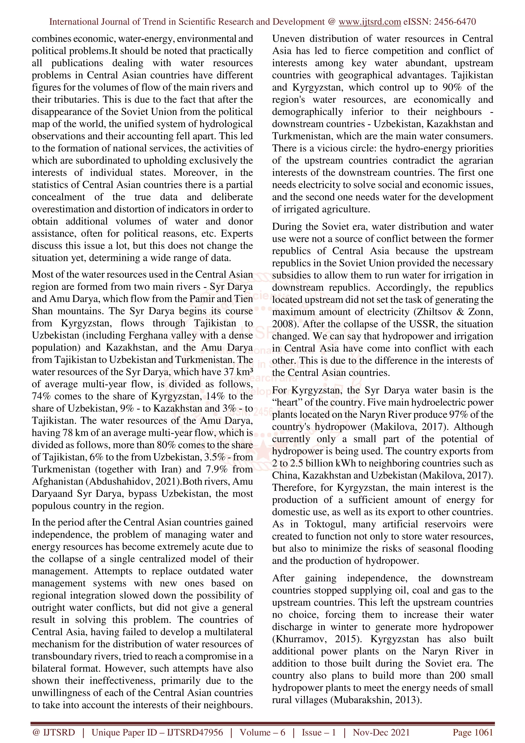 Water Woes in Central Asia | PDF
