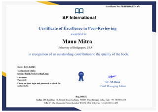 153. Reviewer Certificate in BP International | PPT