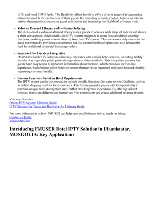 6 Best Hotel IPTV Solution Suppliers in Ulaanbaatar, MONGOLIA | PDF