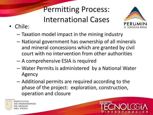 PERUMIN 31: Engineering permitting requirements for mining projects in ...