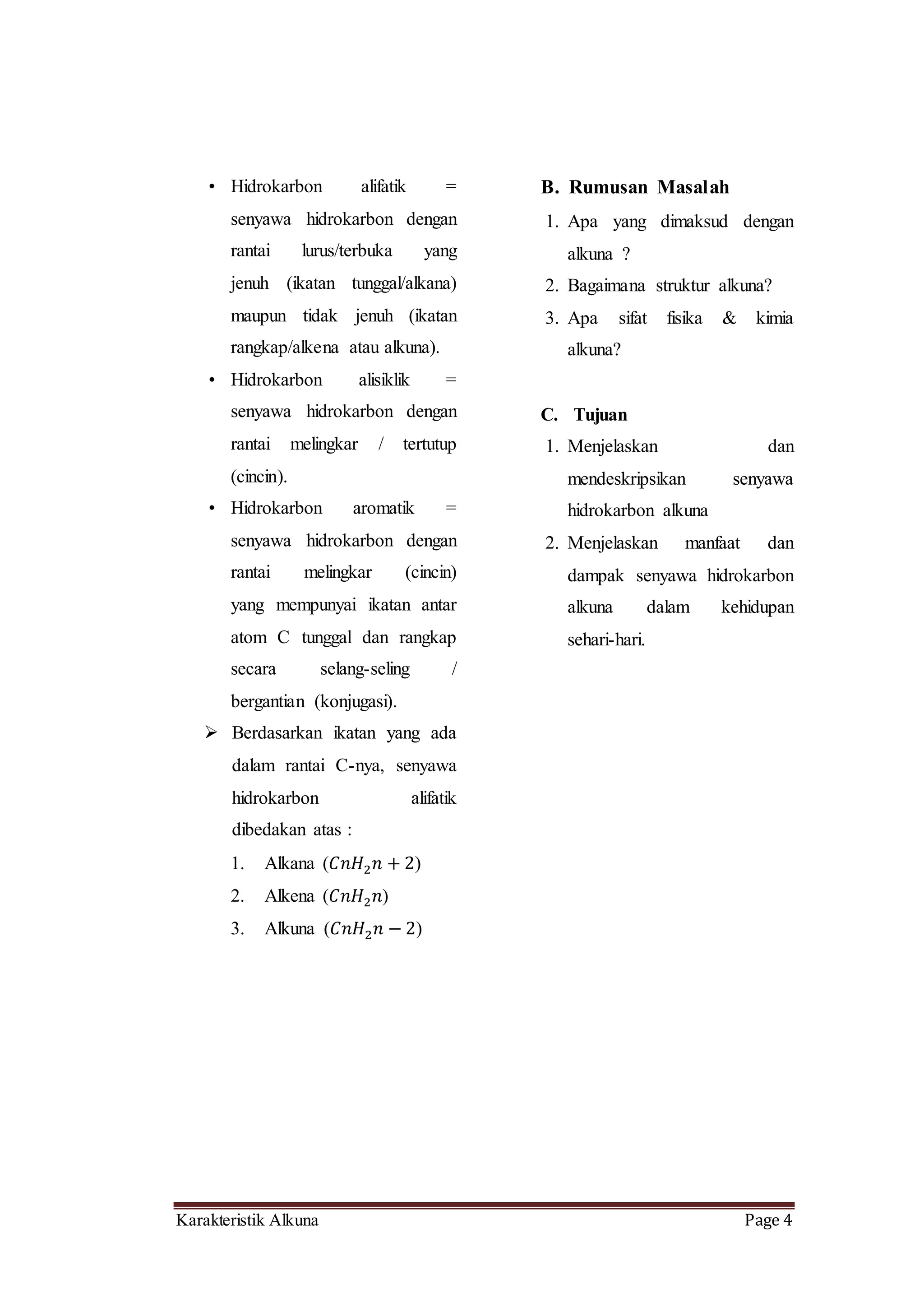 Karakteristik Alkuna | DOCX