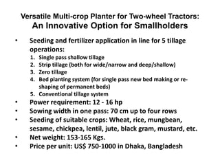 Versatile multi-crop planter for two-wheel tractors: an innovative ...