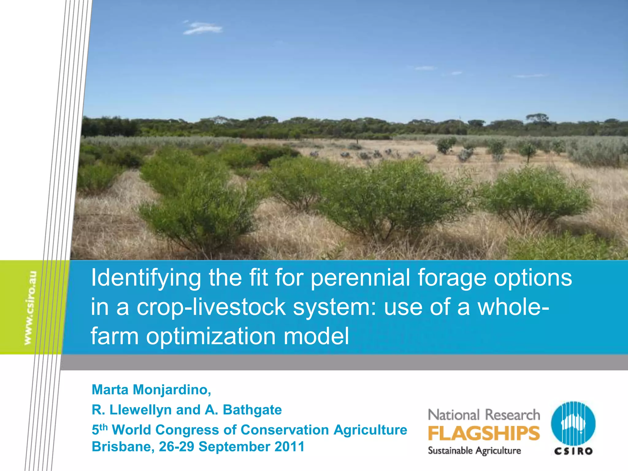 Idenitifying the fit for perennial forage options in a crop-livestock ...