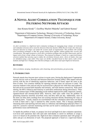 A NOVEL ALERT CORRELATION TECHNIQUE FOR FILTERING NETWORK ATTACKS | PDF