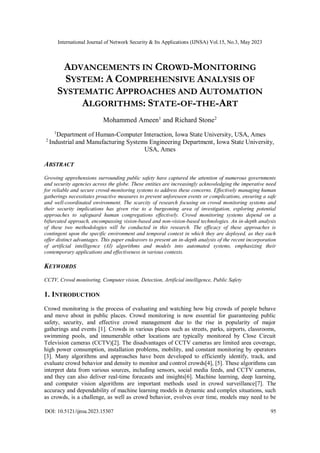 ADVANCEMENTS IN CROWD-MONITORING SYSTEM: A COMPREHENSIVE ANALYSIS OF SYSTEMATIC APPROACHES AND ...