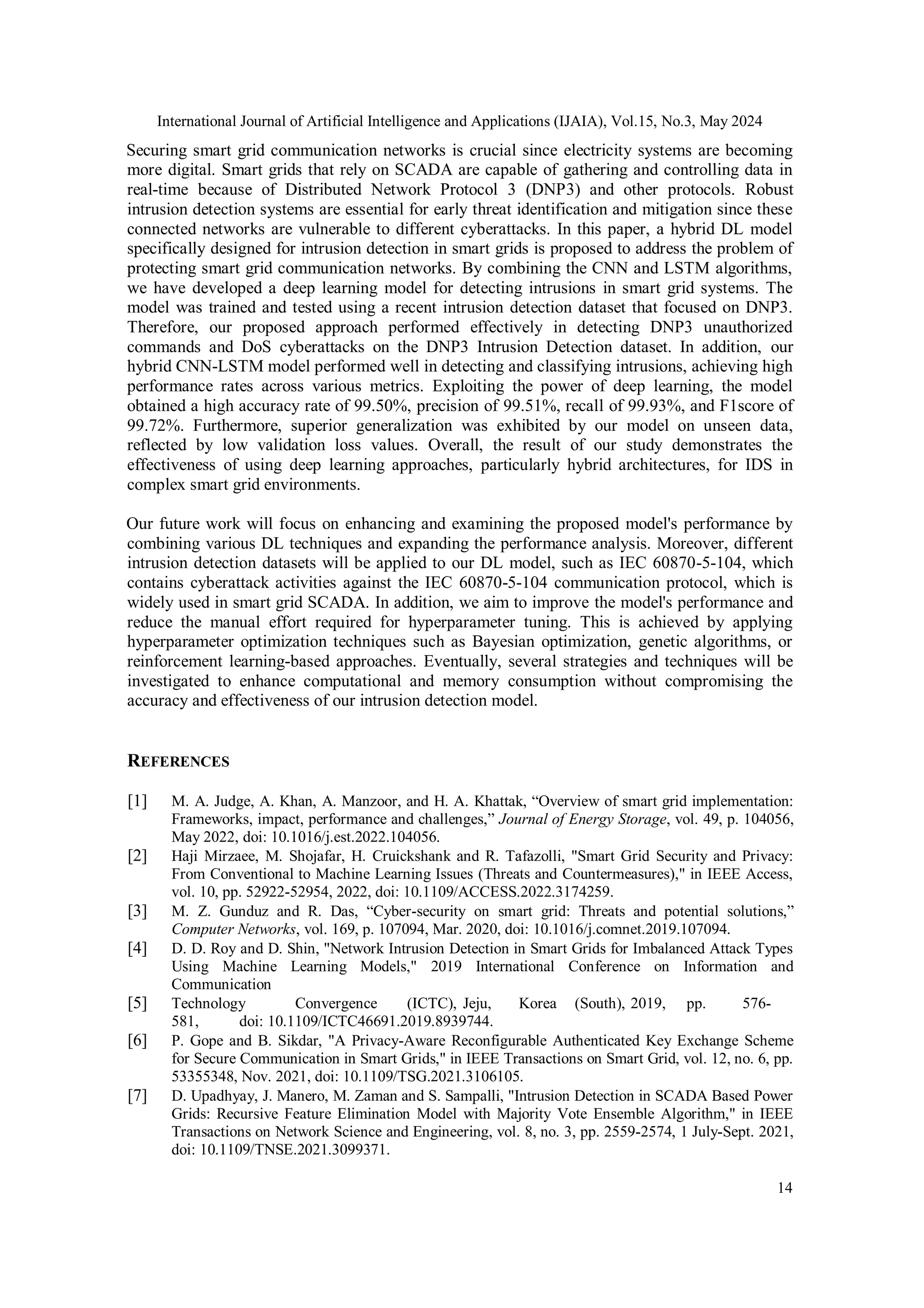 Deep Learning For Smart Grid Intrusion Detection A Hybrid Cnn Lstm Based Model Pdf Power