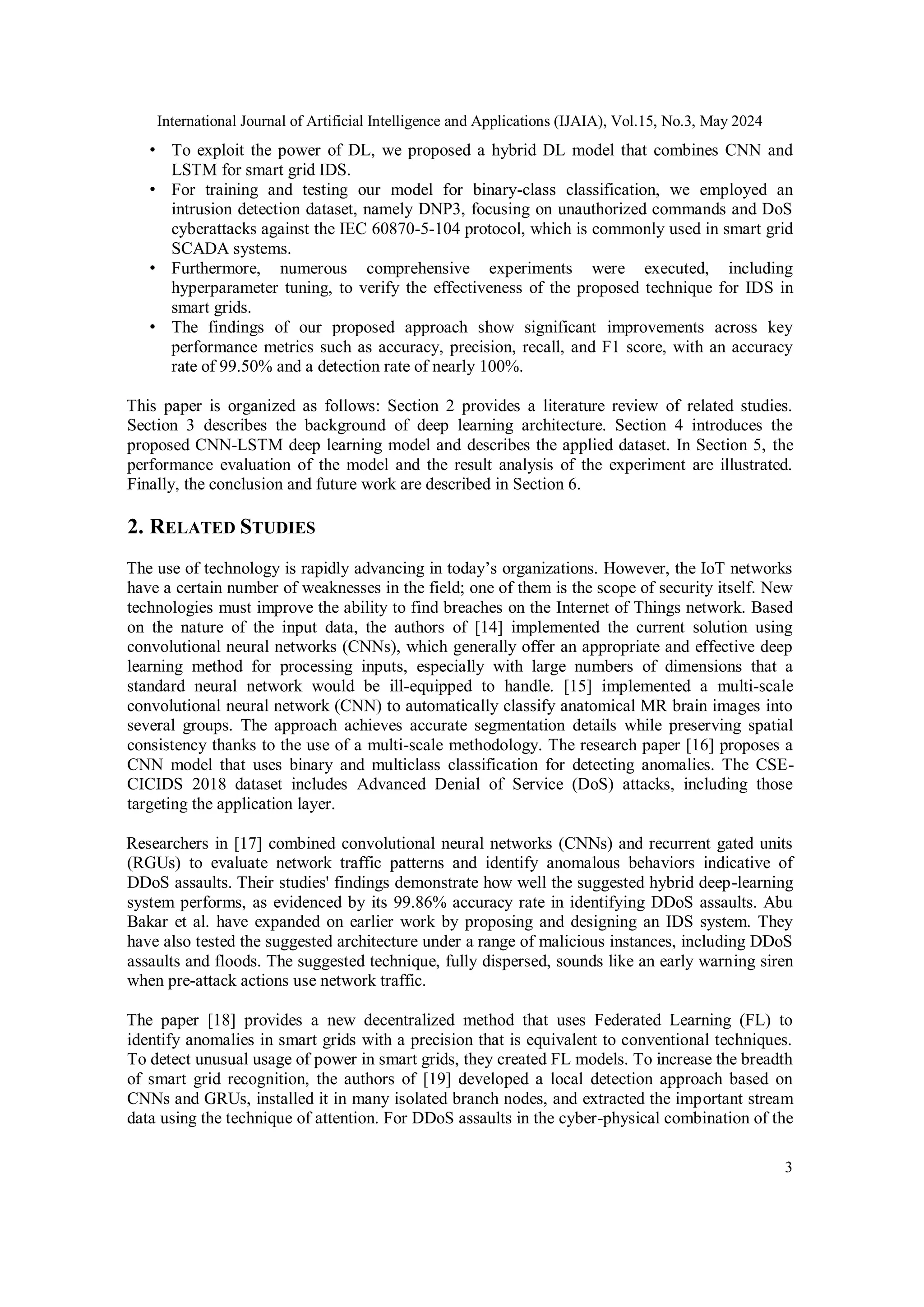 DEEP LEARNING FOR SMART GRID INTRUSION DETECTION: A HYBRID CNN-LSTM-BASED MODEL | PDF