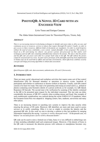 PHOTOQR: A NOVEL ID CARD WITH AN ENCODED VIEW | PDF