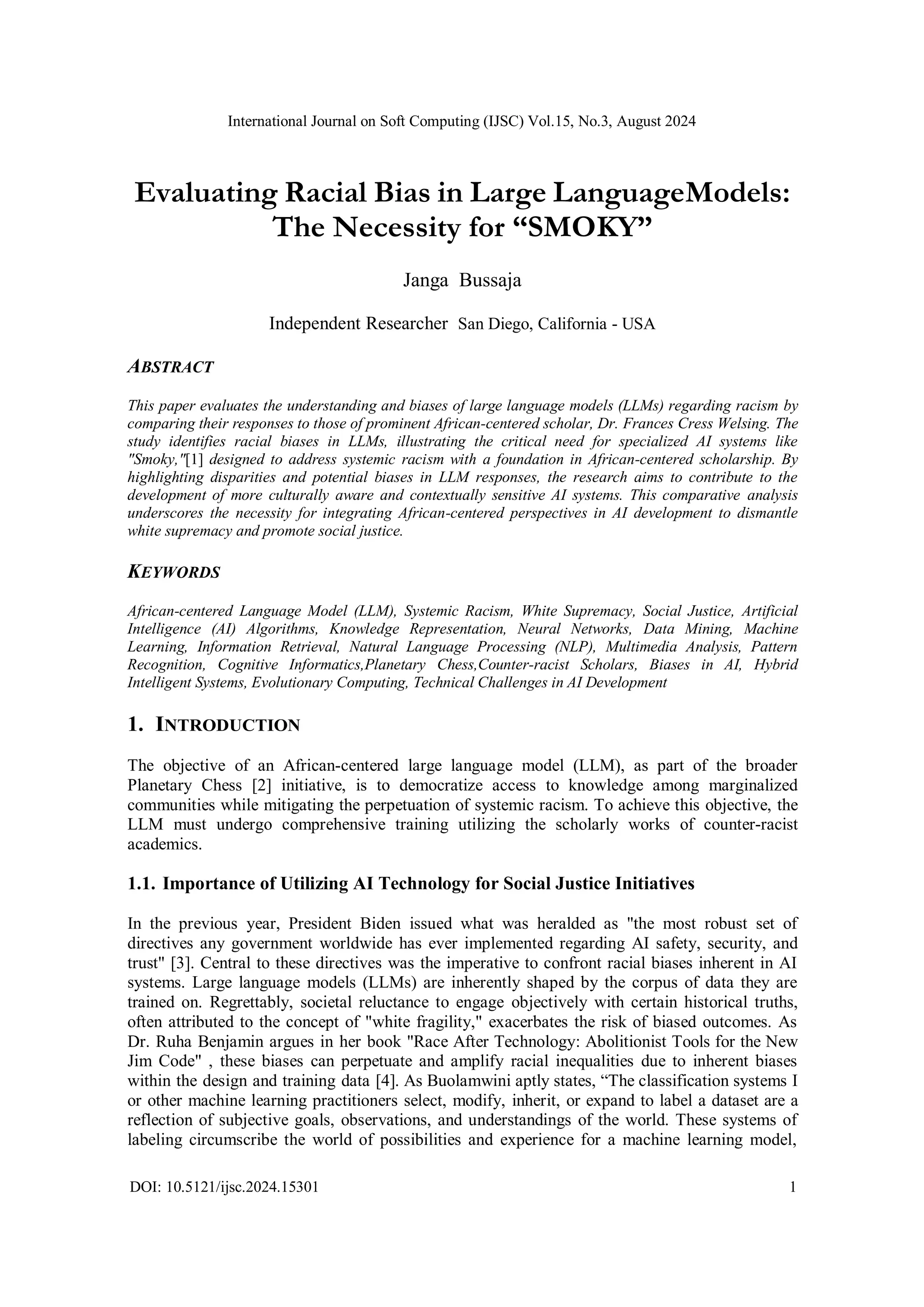 Evaluating Racial Bias in Large Language Models:The Necessity for “SMOKY” | PDF | Debated ...