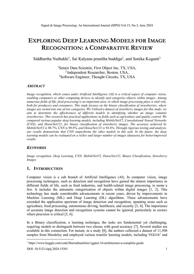 Exploring Deep Learning Models for Image Recognition: A Comparative ...