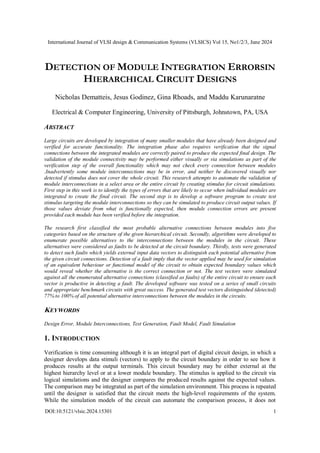DETECTION OF MODULE INTEGRATION ERRORSIN HIERARCHICAL CIRCUIT DESIGNS ...