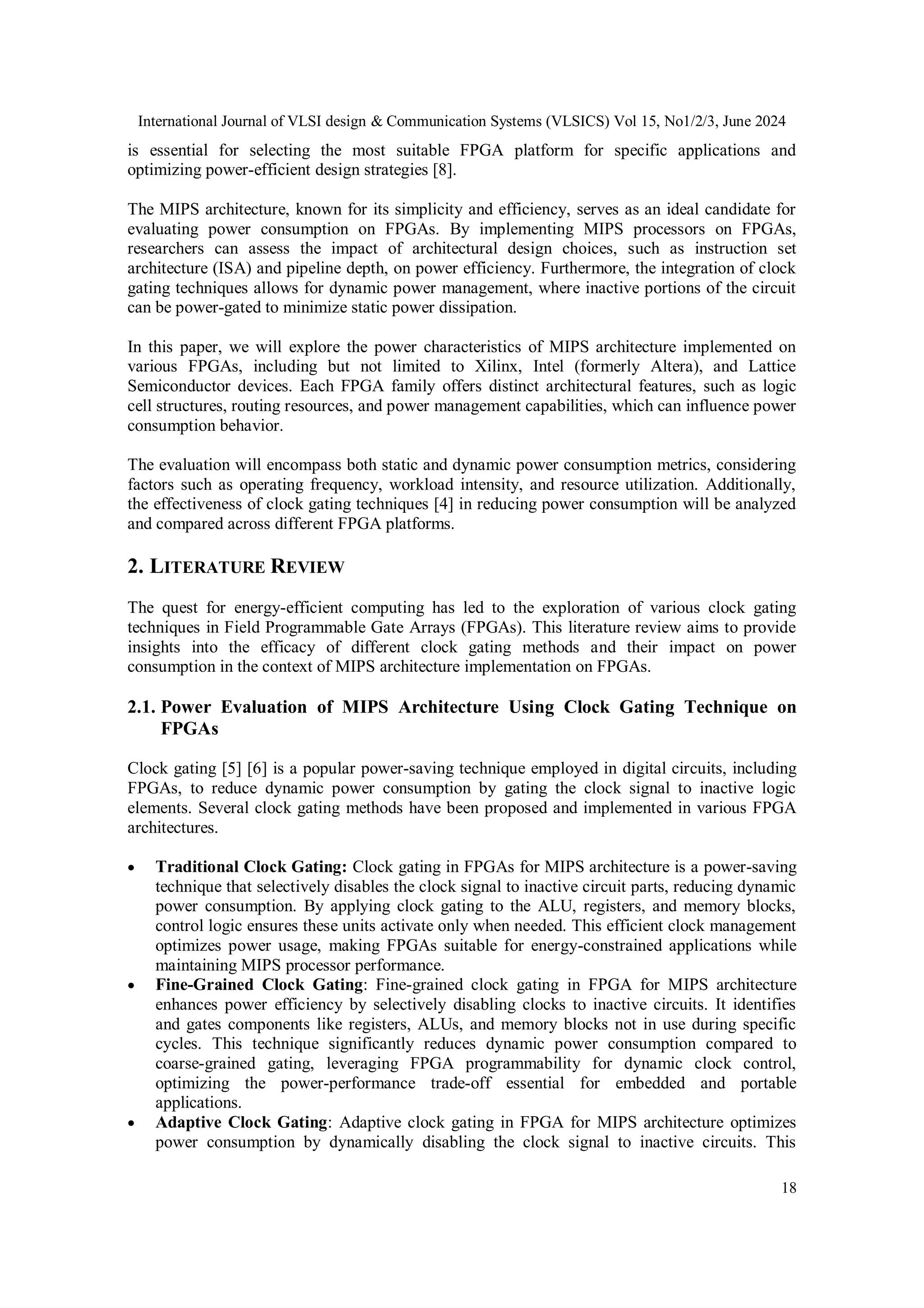 POWER EVALUATION OF MIPS ARCHITECTURE USING CLOCK GATING TECHNIQUE ON ...