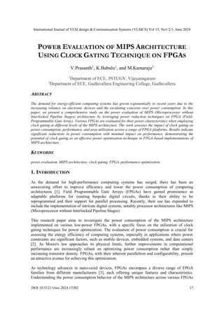 POWER EVALUATION OF MIPS ARCHITECTURE USING CLOCK GATING TECHNIQUE ON FPGAS | PDF | Programming ...