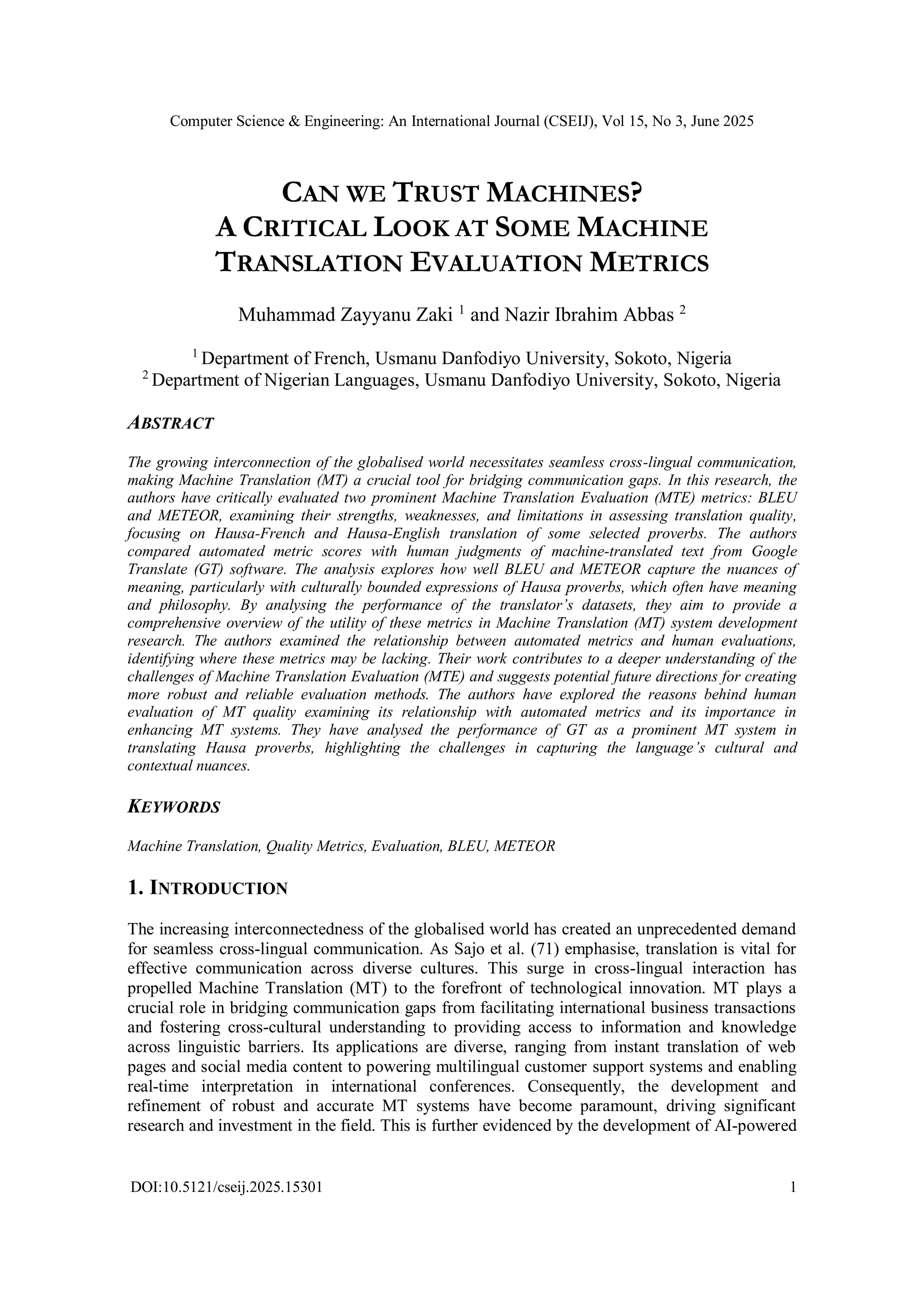 Can We Trust Machines? A Critical Look at Some Machine Translation ...