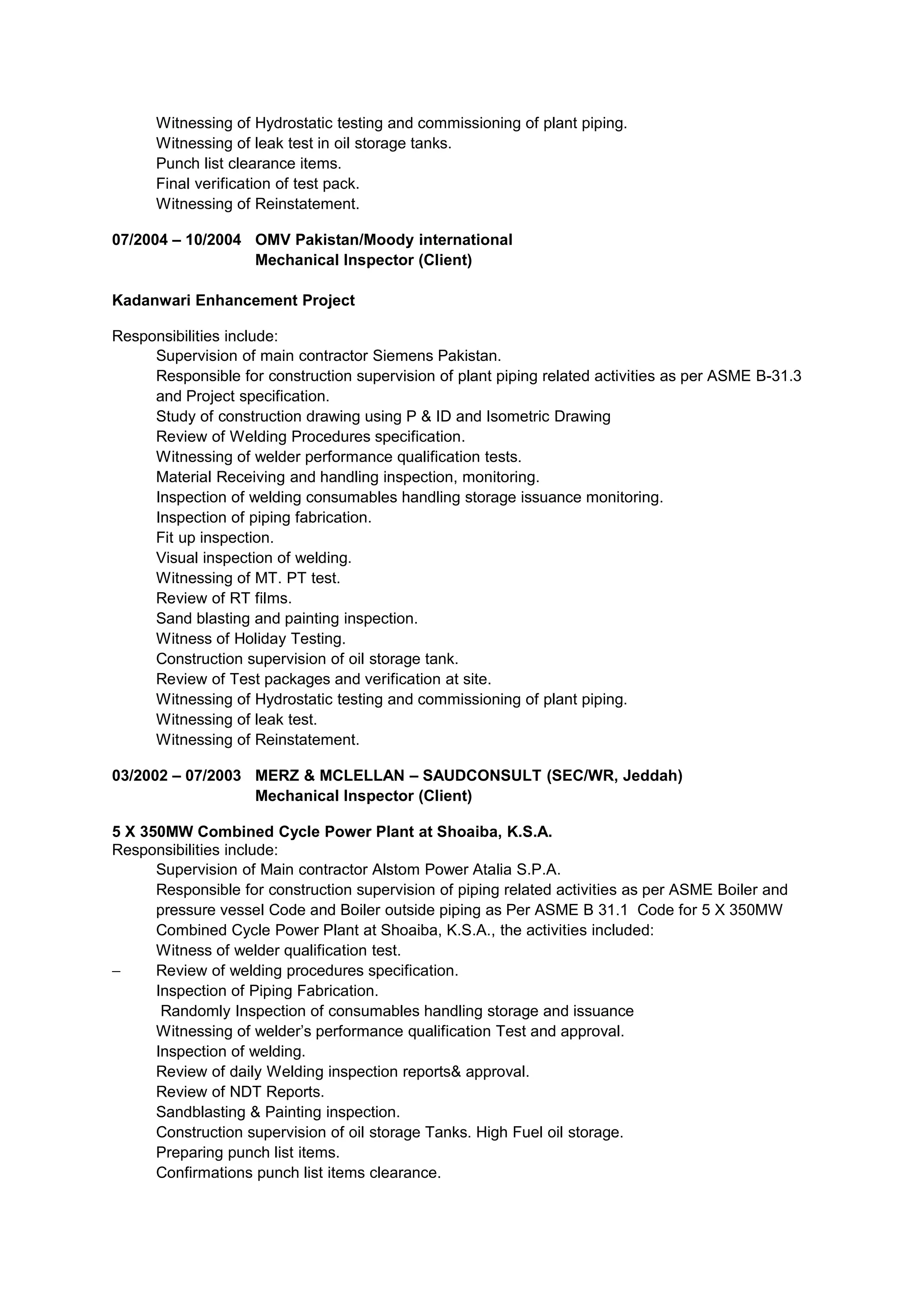 AKRAM CV QC Supervisor Mechanical | DOC