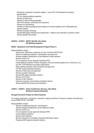 AKRAM CV QC Supervisor Mechanical | DOC