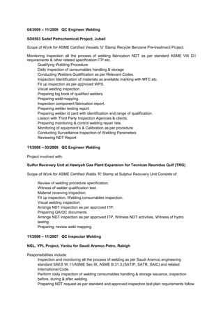 AKRAM CV QC Supervisor Mechanical | DOC