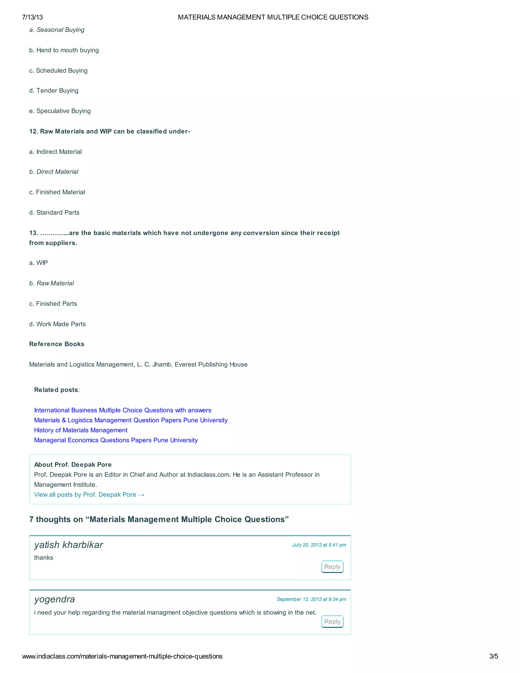 153545916 materials-management-multiple-choice-questions | PDF