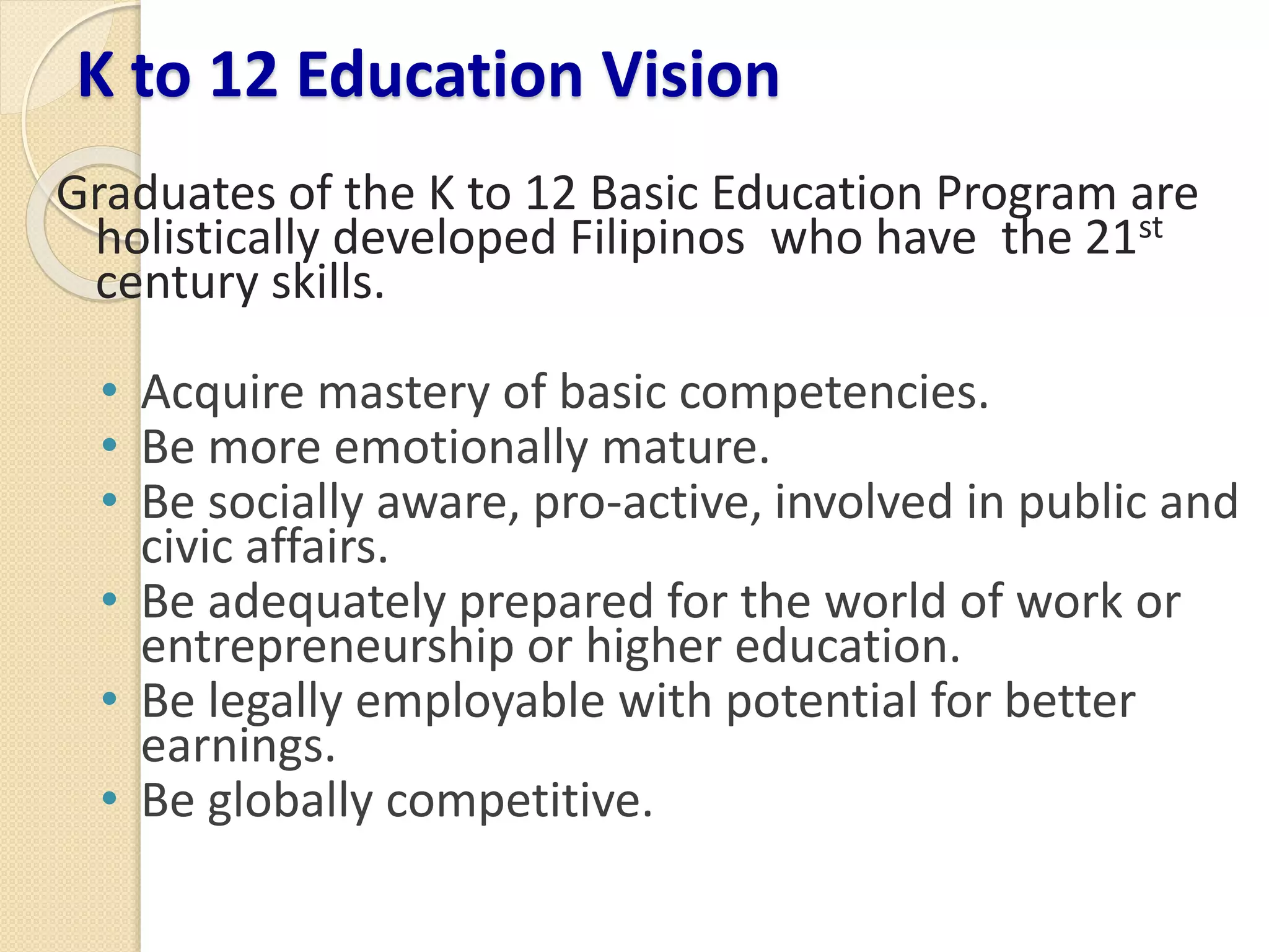 K-12 CURRICULUM FOR BASIC EDUCATION | PPTX