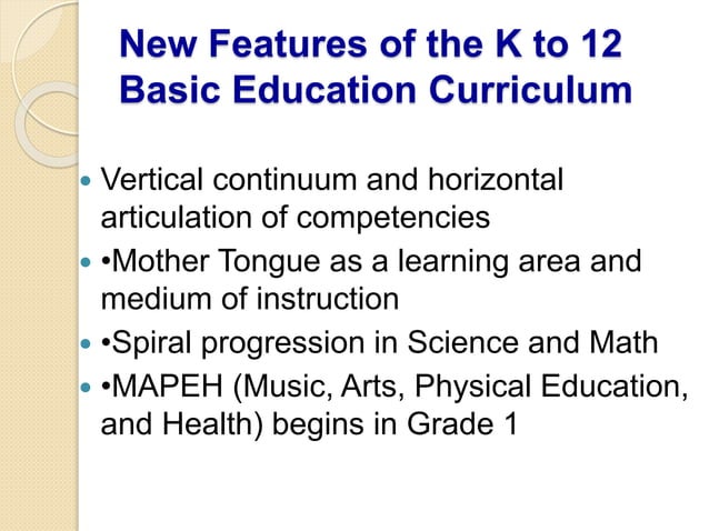 K to 12 CURRICULUM FOR BASIC EDUCATION | PPTX