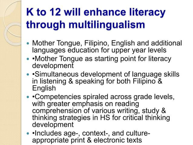 K to 12 CURRICULUM FOR BASIC EDUCATION | PPTX