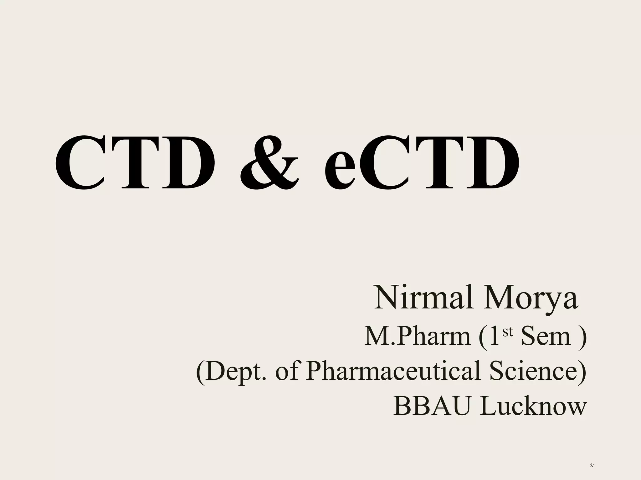 CTD and ECTD Document | PPT