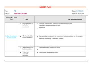 15385-LESSON PLAN- 7TH - SS-Insian Constitution an Introduction.pdf | Hinduism | Religion ...
