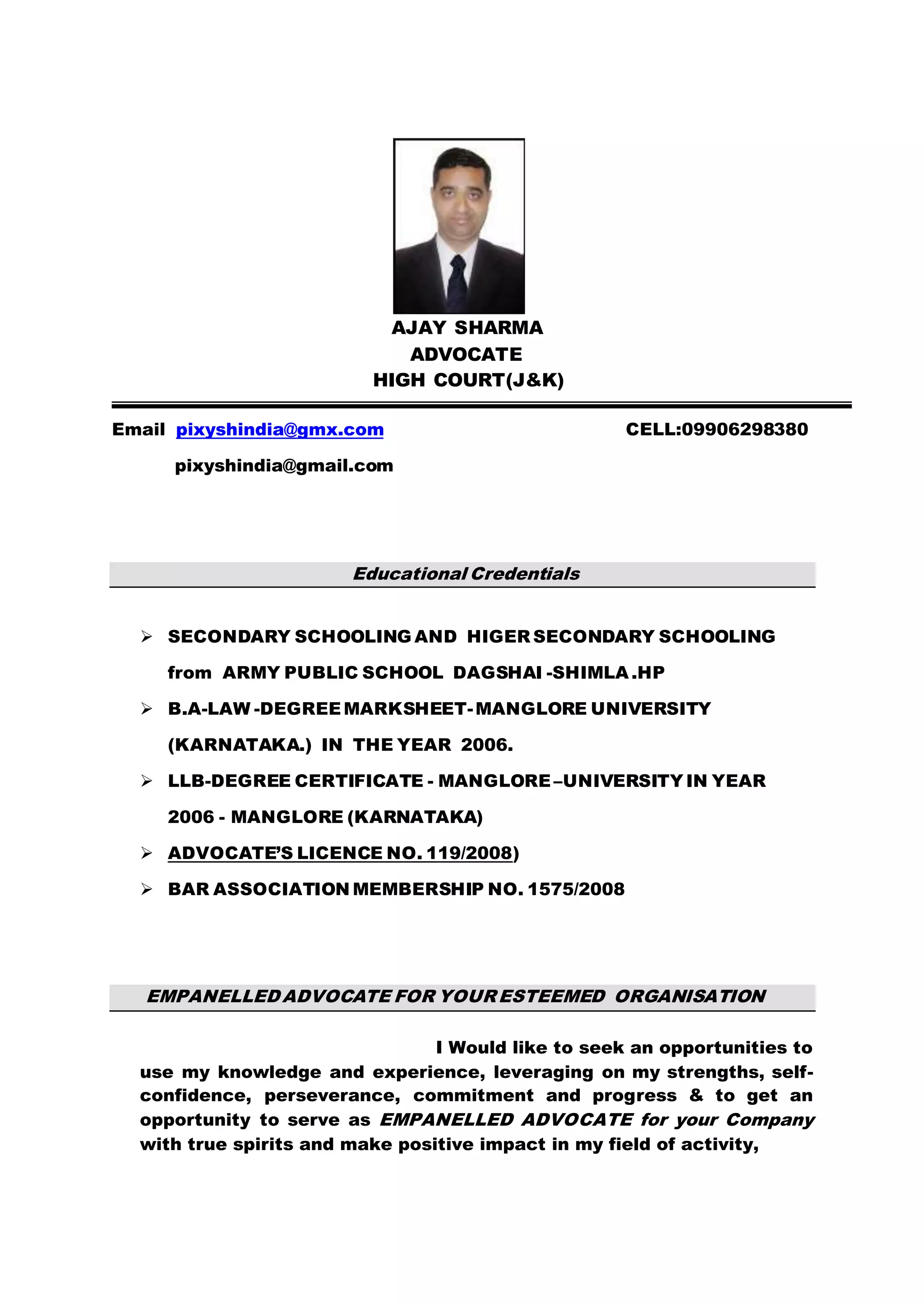 CORPORATE CV_ADV AJAY SHARMA | DOCX