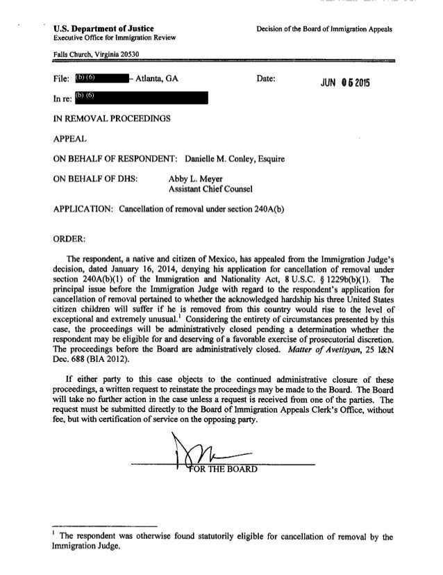 BIA decisions Atlanta-Dallas-Charlotte Immigration Judges.